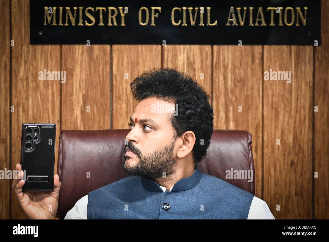 NEW DELHI, INDIA - JUNE 14: Rammohan Naidu, Minister of Civil Aviation along with Murlidhar ...