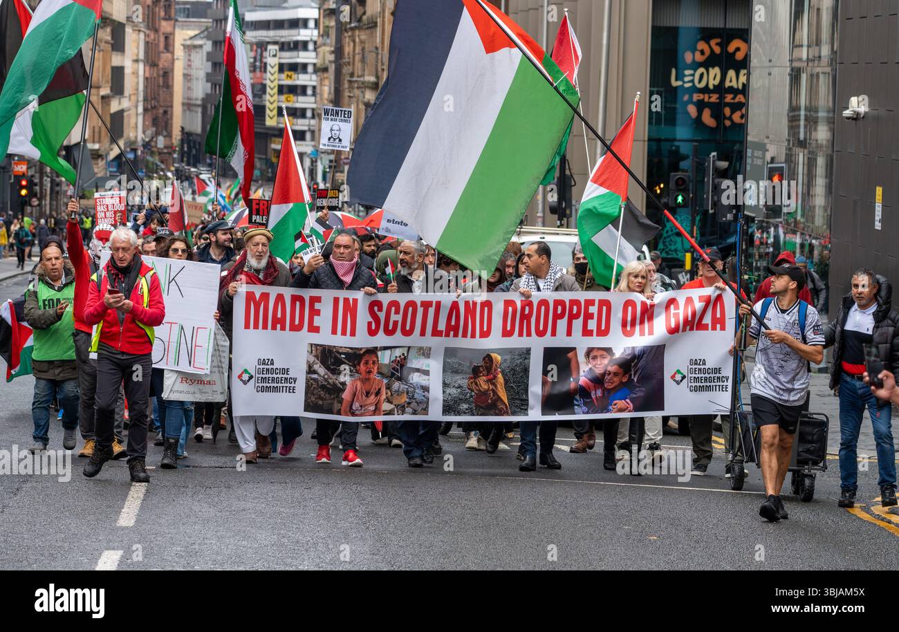 Glasgow, UK. 14th June, 2025. UK: Pro Palestinian protestors taking ...