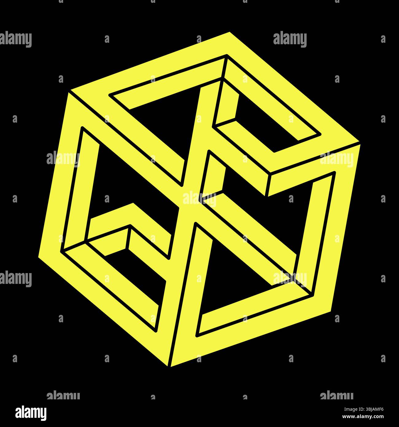 Optical illusion object. Line design. Impossible shapes. Web design ...