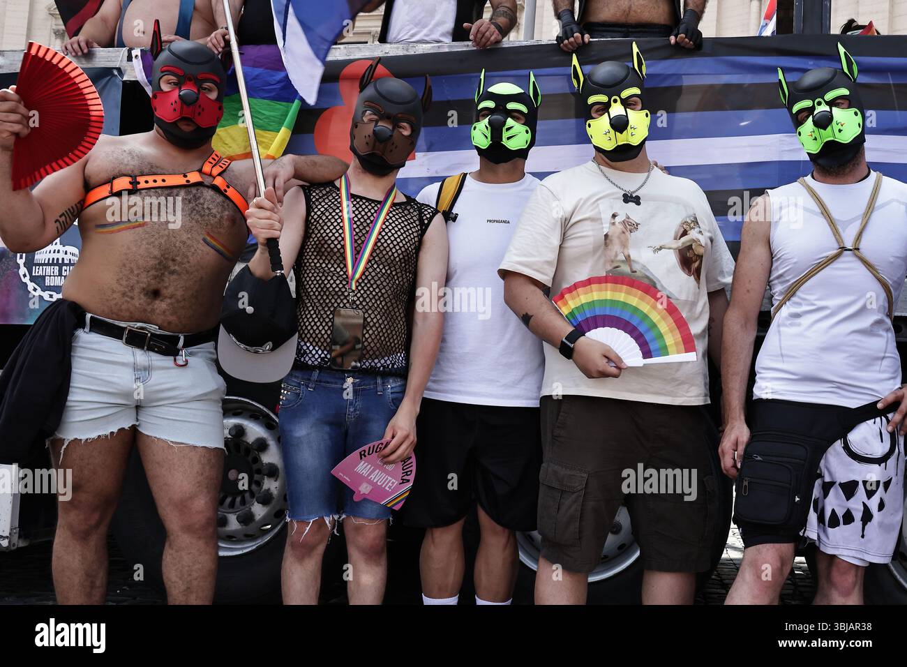 June 14, 2025, Rome, Italy. Men in dog masks. Rome Pride celebrates 31 ...