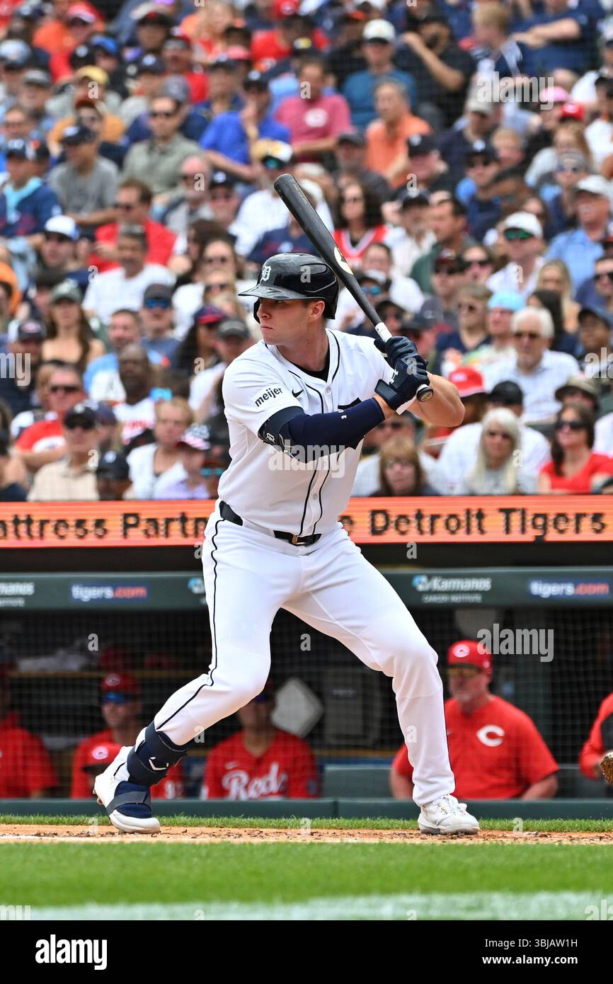 DETROIT, MI - JUNE 14: Detroit Tigers second base Colt Keith (33) bats ...