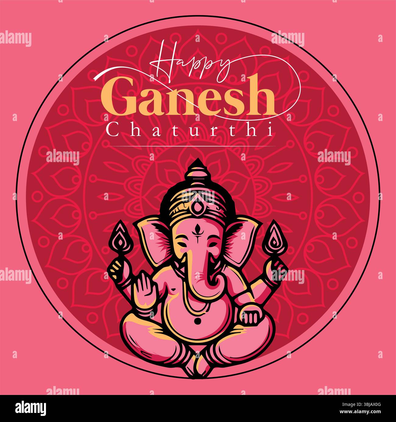 A creative depiction of Ganesh Puja showcasing Lord Ganesha in a ...
