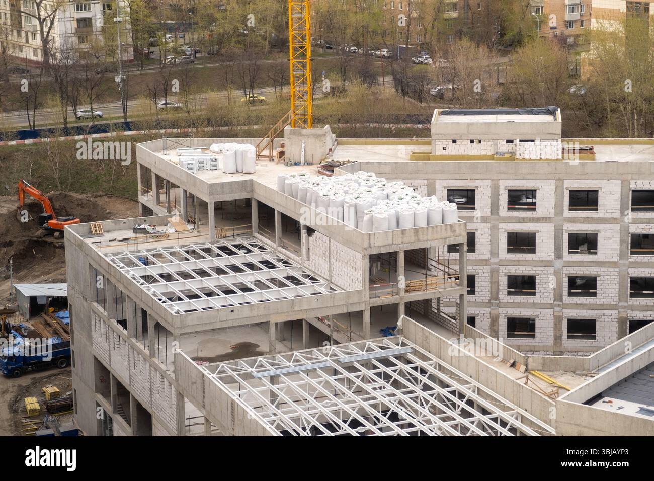 Construction Site Showcasing Progress on a Multi-Story Building With ...