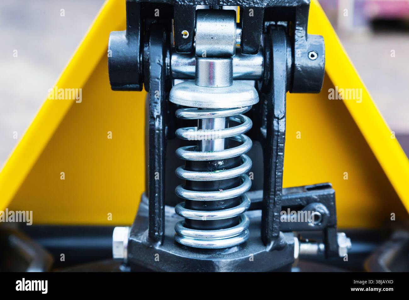 Lifting mechanism on a pallet truck, close-up Stock Photo - Alamy
