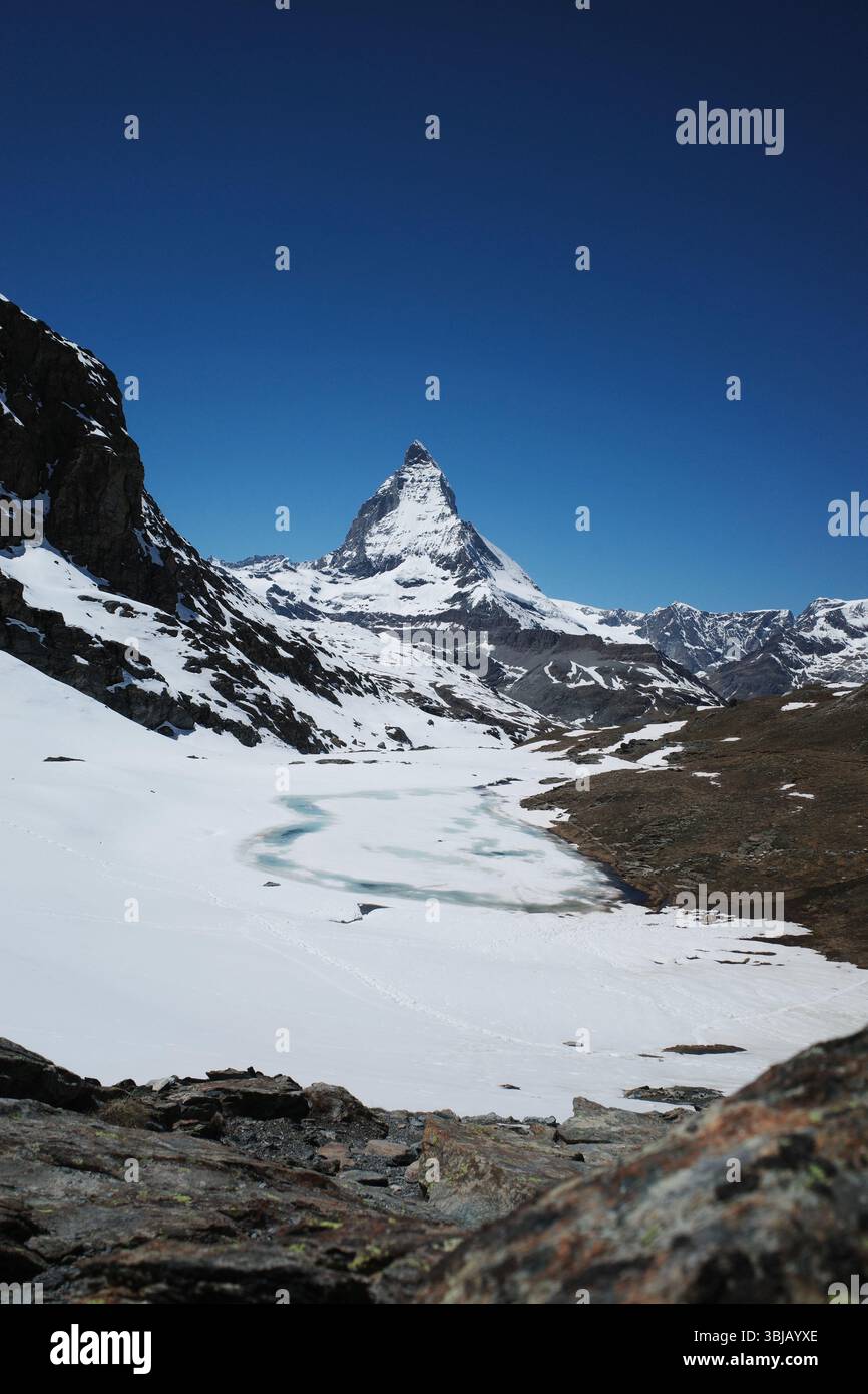 Zermatt, Switzerland. May 30, 2025. The pointy mountain peak against ...