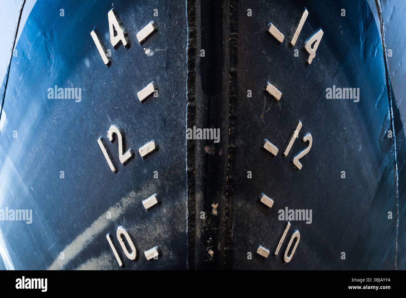 The bow of a cargo ship with anchors. The bow of the tugboat with the ...