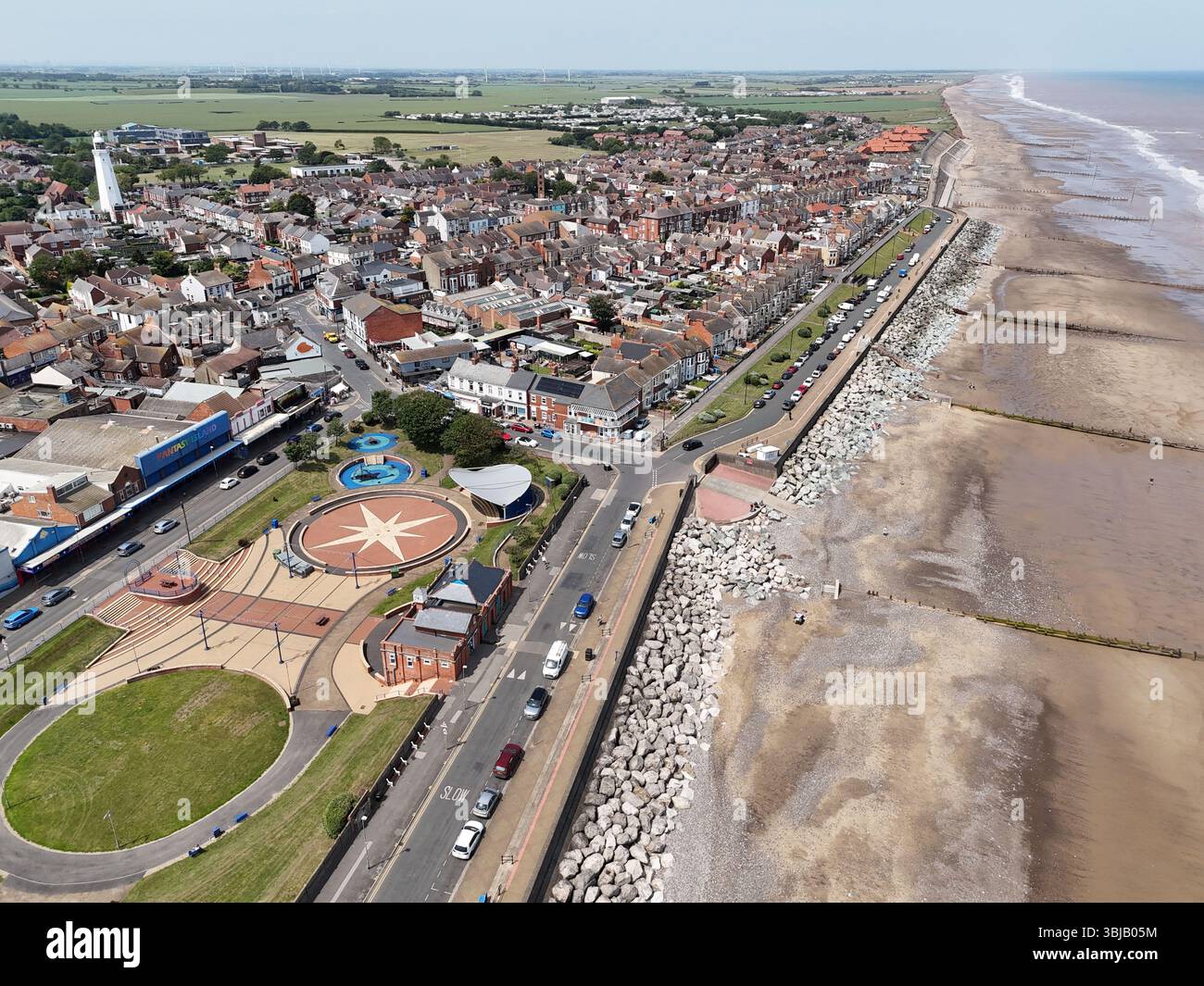 aerial view of Withernsea traditional British seaside town. East ...