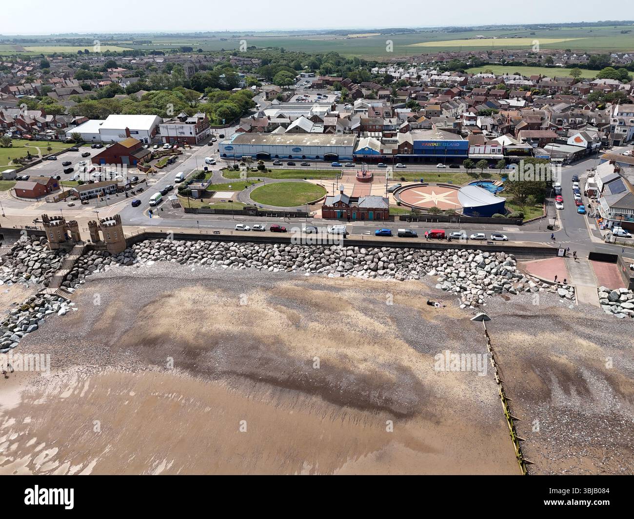 aerial view of Withernsea traditional British seaside town. East ...