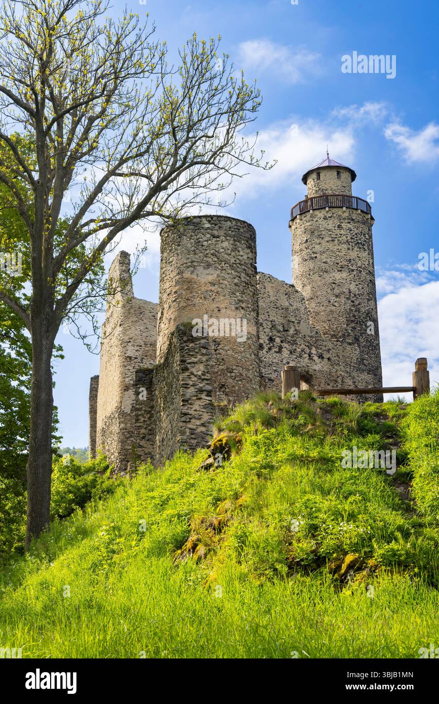 Medieval Kostomlaty pod Milesovkou Castle ruins standing majestically ...
