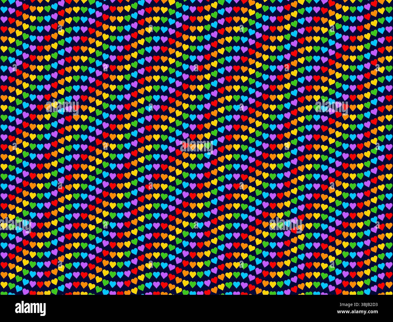Wavy Rainbow Heart Mosaic, seamless vector pattern with colorful hearts ...