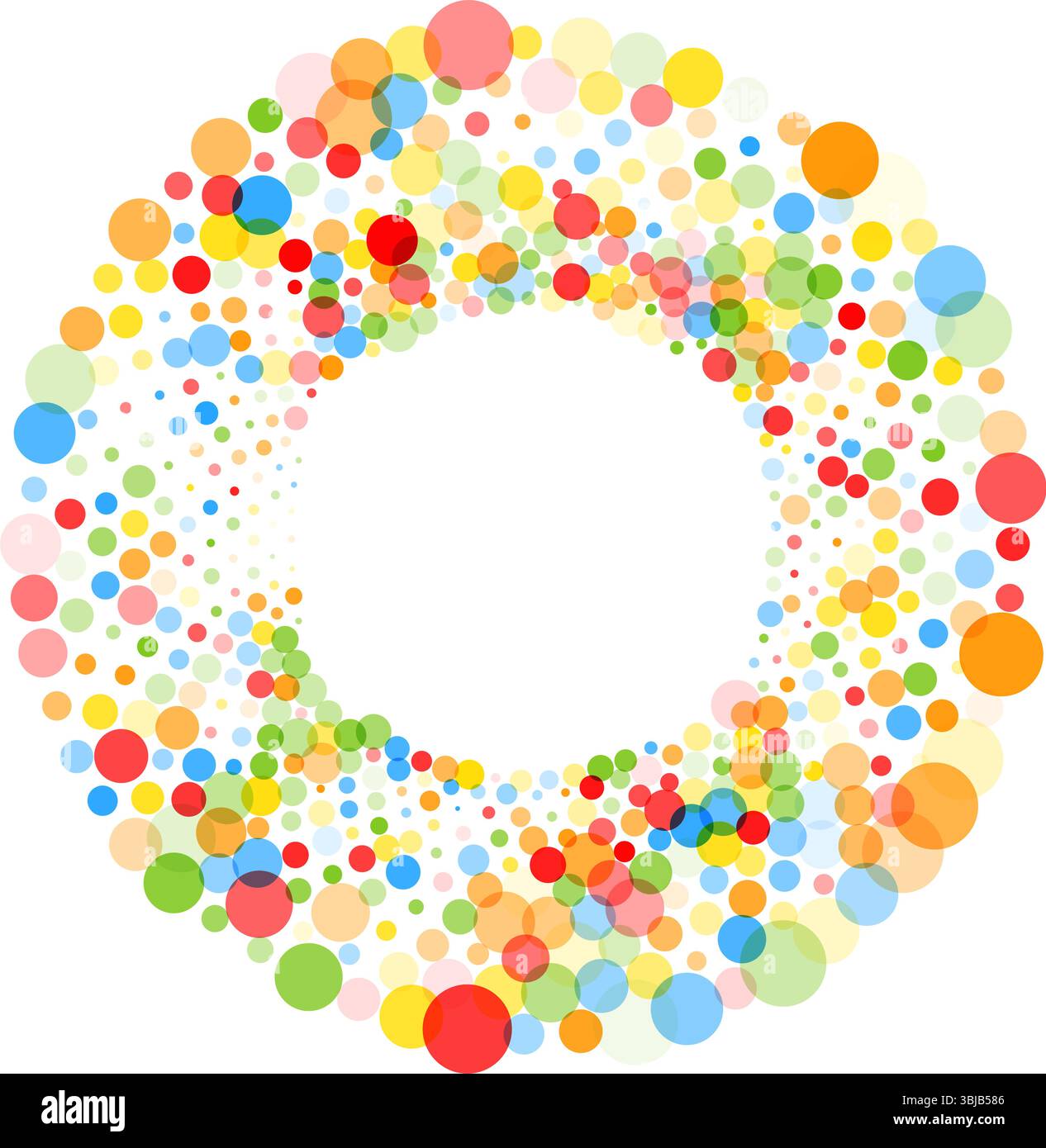 Rainbow colored spots, circle round frame, vector pattern features a ...
