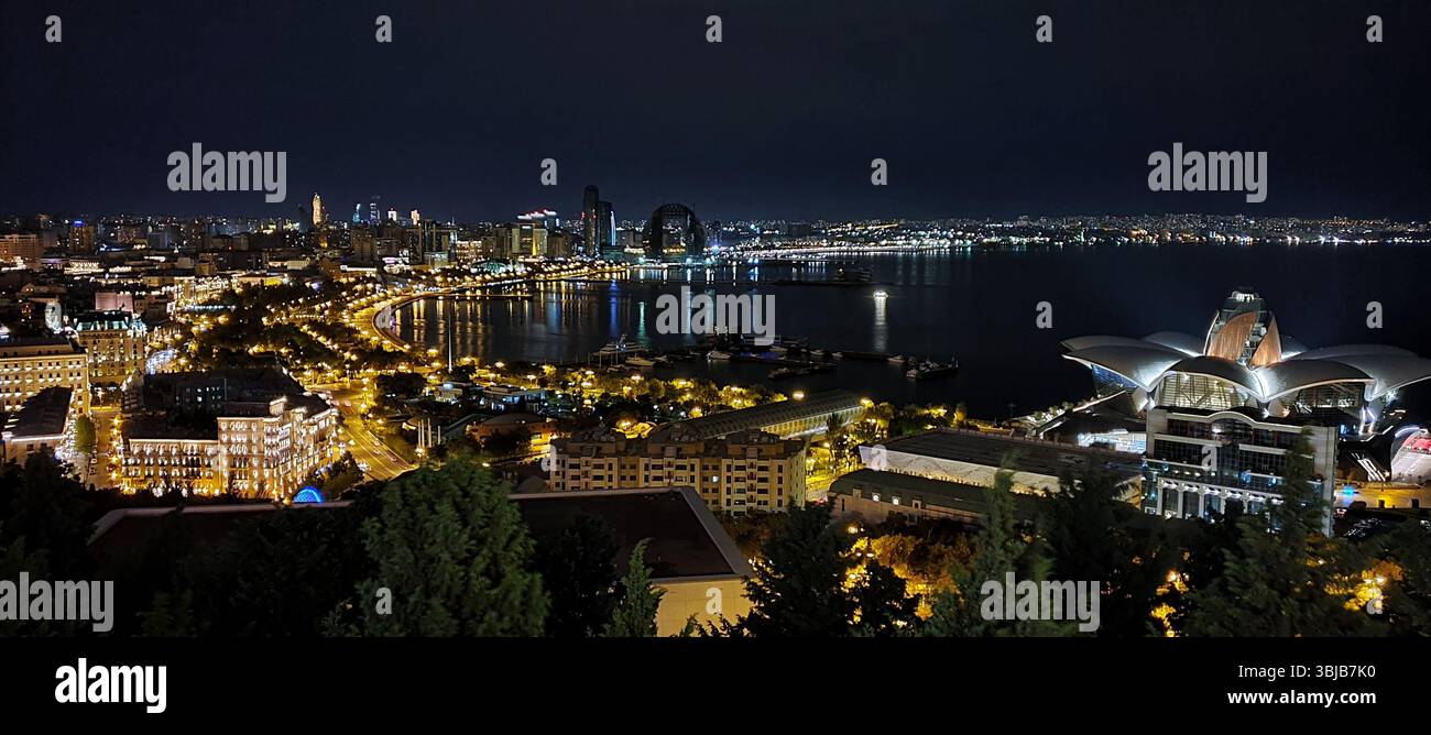 Panoramic view of Baku city from high point at night Stock Photo - Alamy