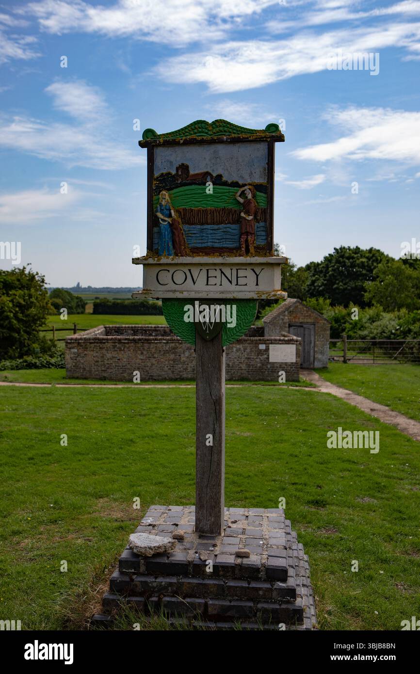 Coveney village sign hi-res stock photography and images - Alamy