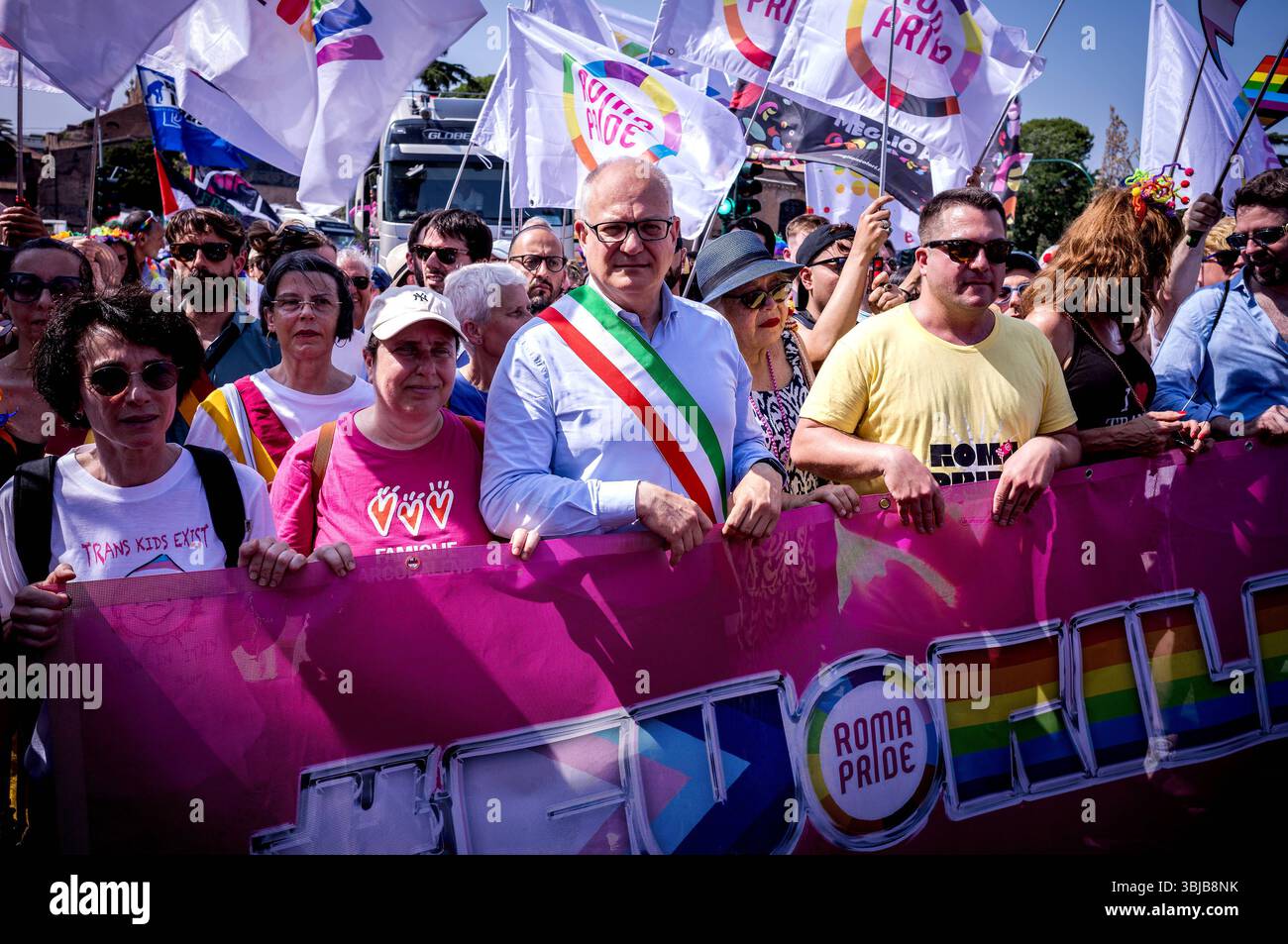 Rome Pride Parade 2025 ROME, ITALY - JUNE 14: Rome mayor Roberto ...