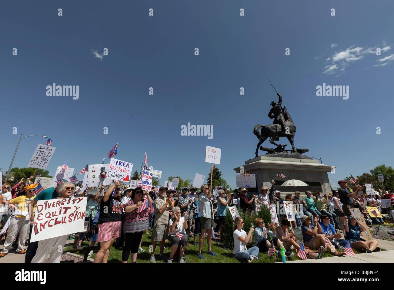 Helena, Montana, USA. 14th June, 2025. Demonstrators gather around the ...