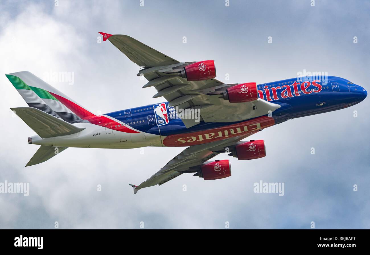 Manchester, UK, Saturday 14th June 2025; an Airbus A380-861 "Official ...