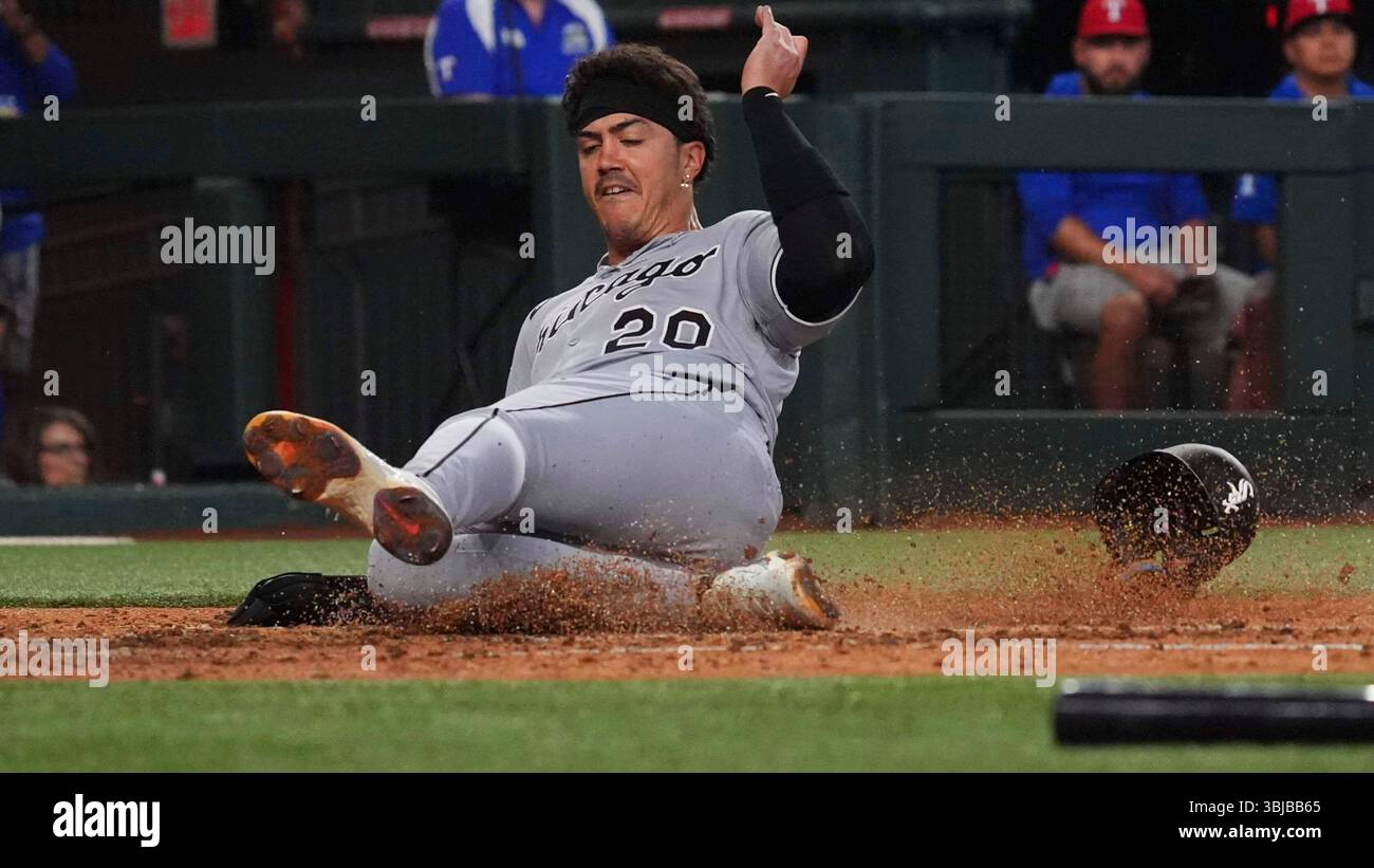 Chicago White Sox's Miguel Vargas scores on a single by teammate Luis ...