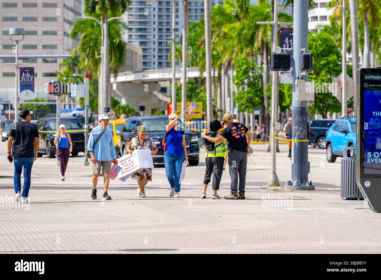Miami, FL, USA - June 14, 2025: No Kings Protest Downtown Miami ...