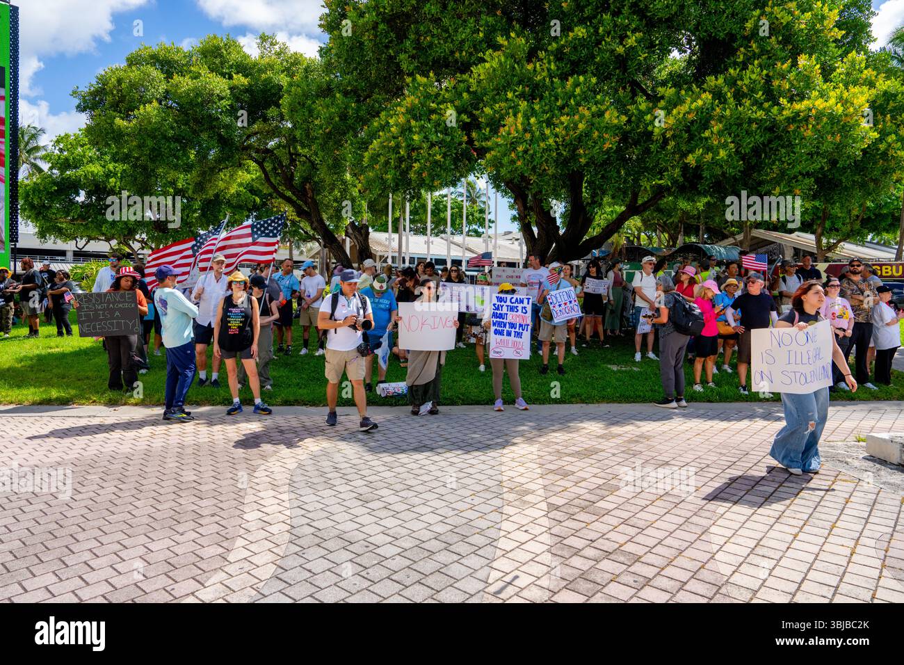 Miami, FL, USA - June 14, 2025: No Kings Protest Downtown Miami ...