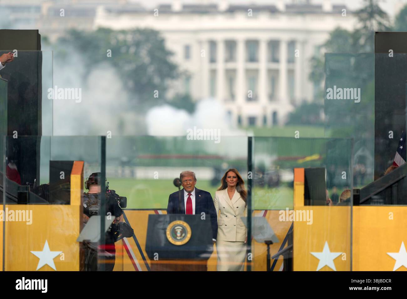 President Donald Trump and first lady Melania Trump arrive for a ...