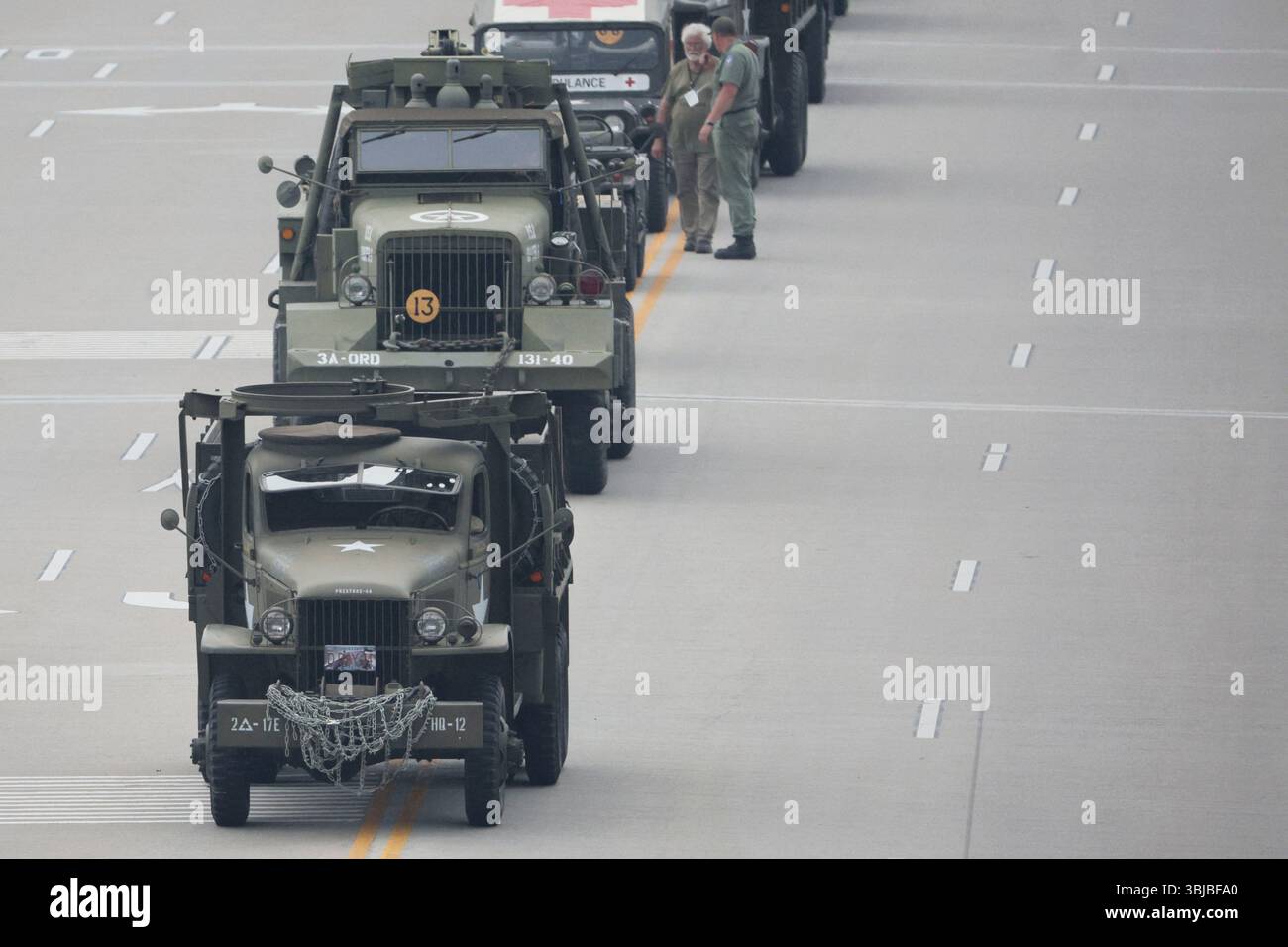 Washington, United States. 14th June, 2025. Military vehicles line the ...
