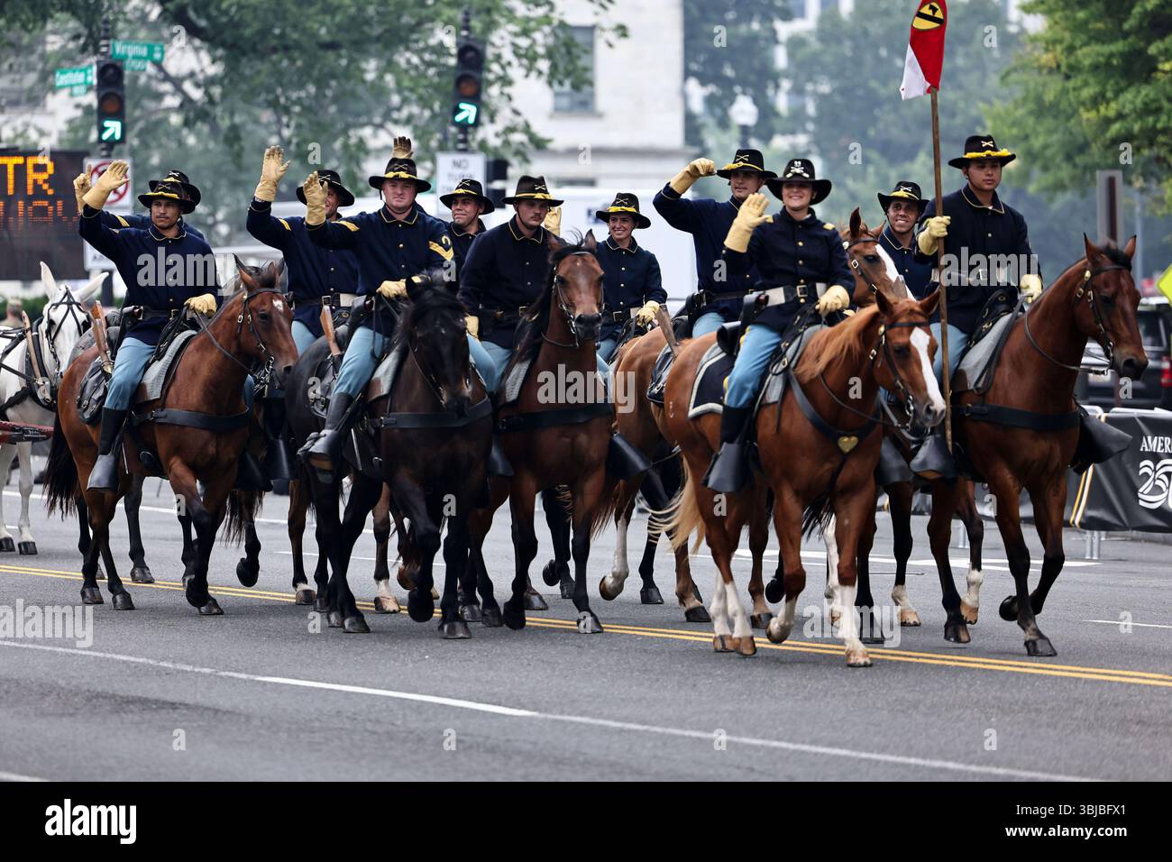 Washington, United States. 14th June, 2025. Members of the 1st Cavalry ...