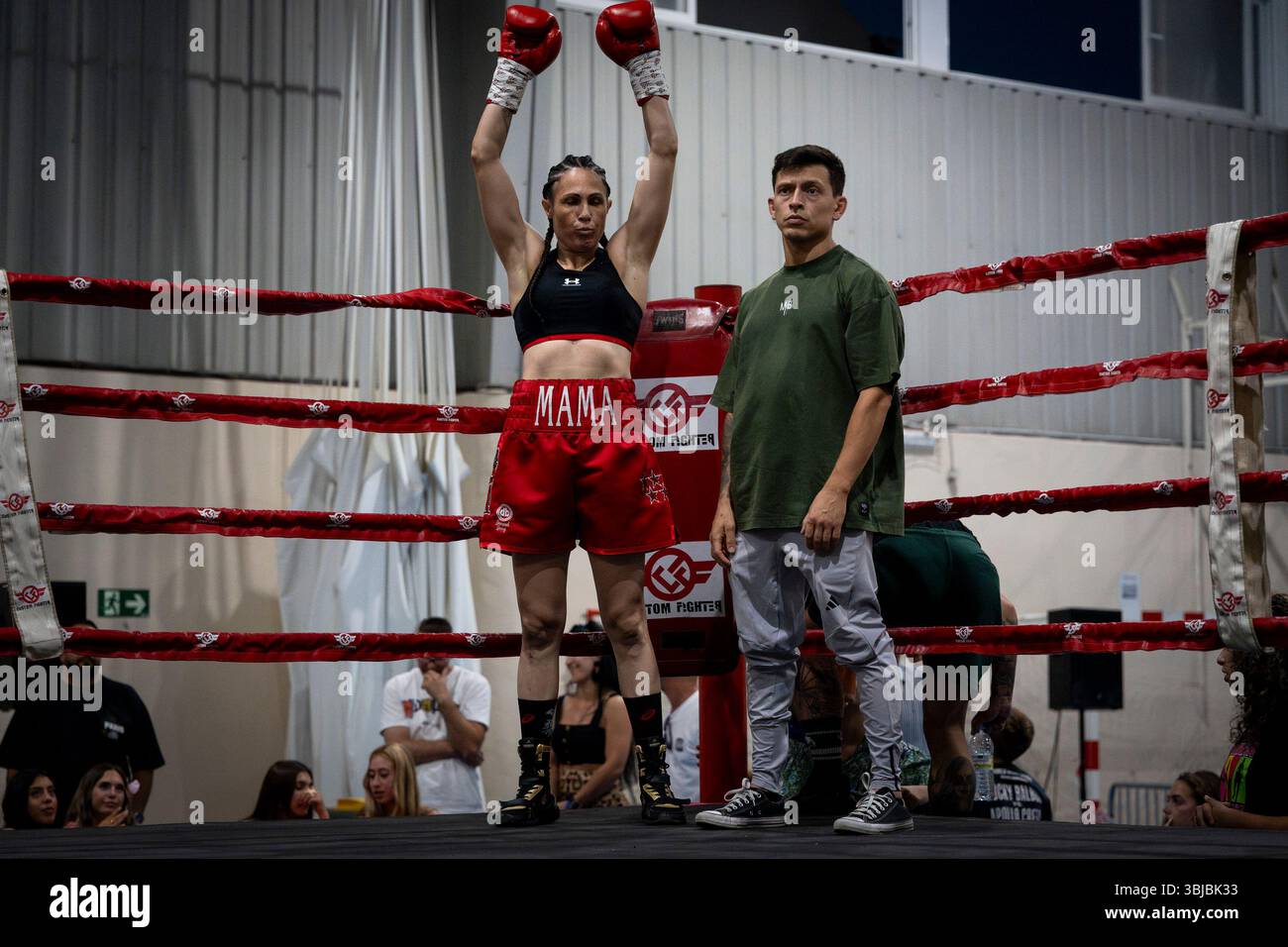 Almudena Alvarez and Tony during the 'Villalkor boxing evening' at ...
