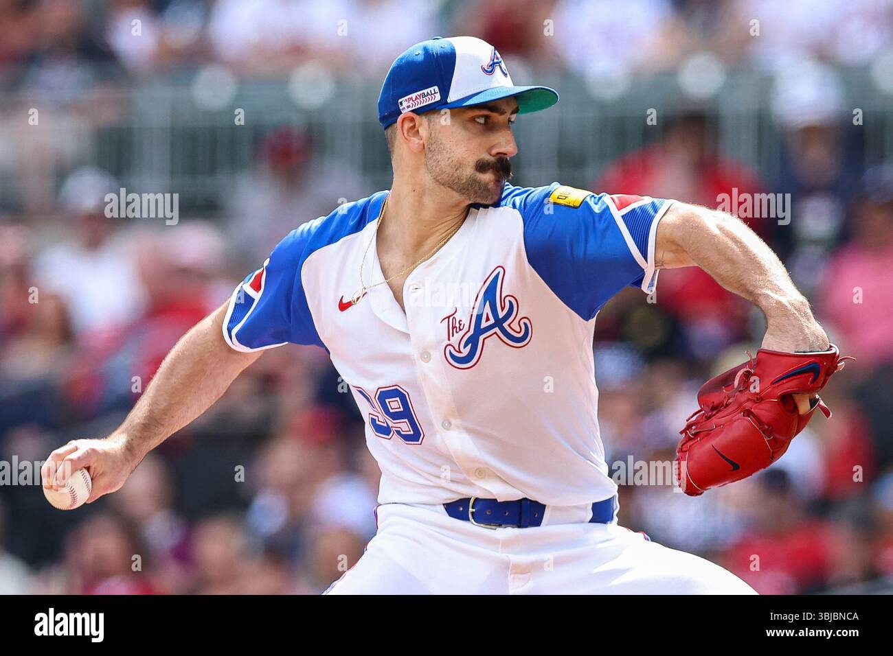 Atlanta Braves pitcher Spencer Strider delivers in the first inning of ...