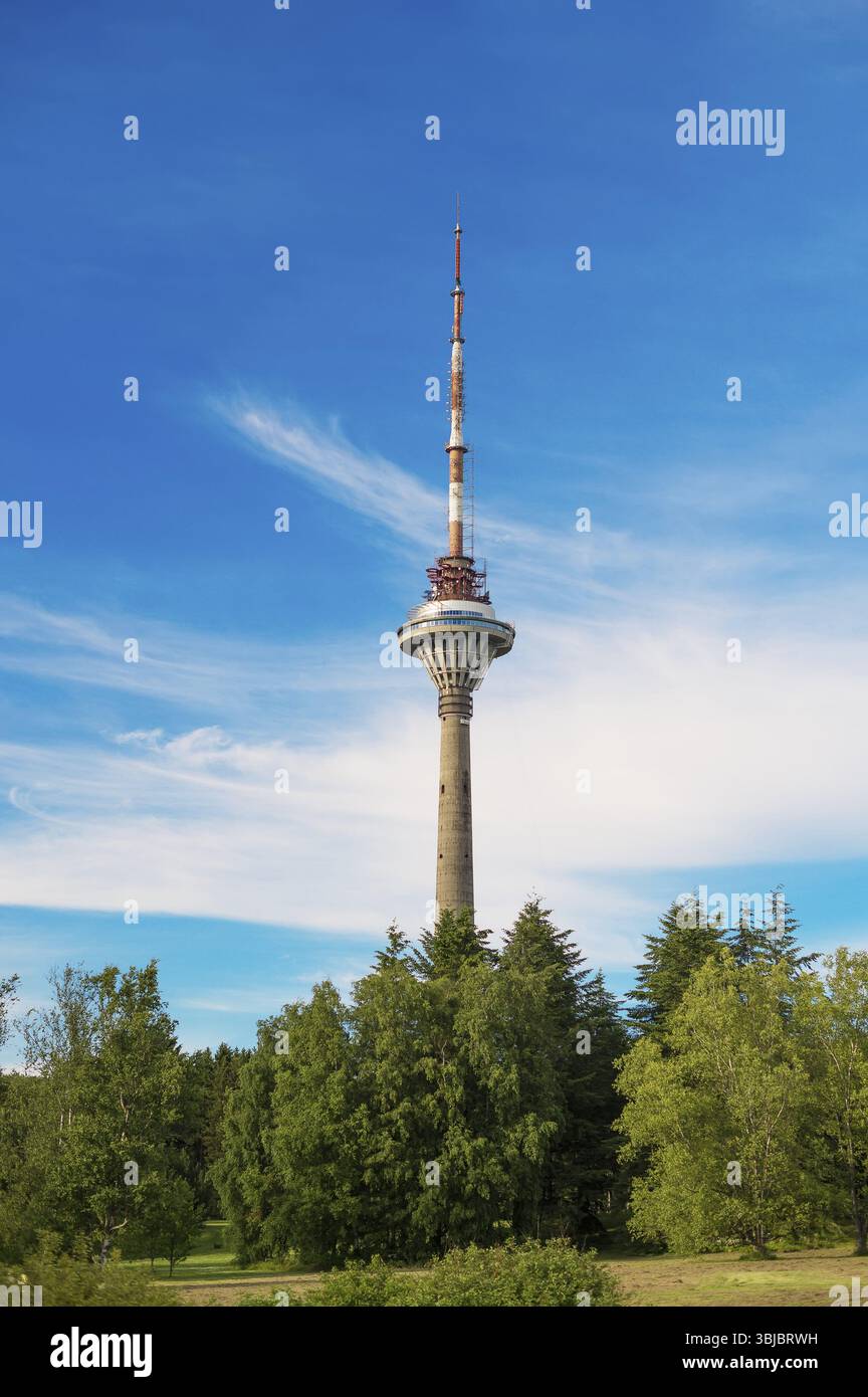 Tallinn TV Tower over blue sky Stock Photo - Alamy