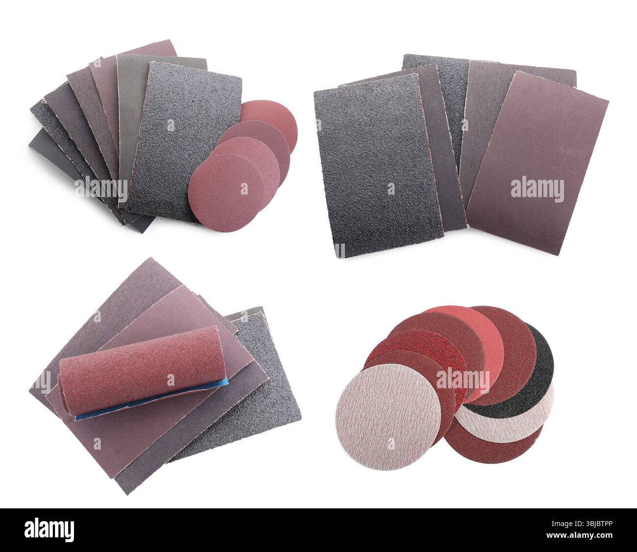 Different types of sandpaper on white background, collage Stock Photo ...