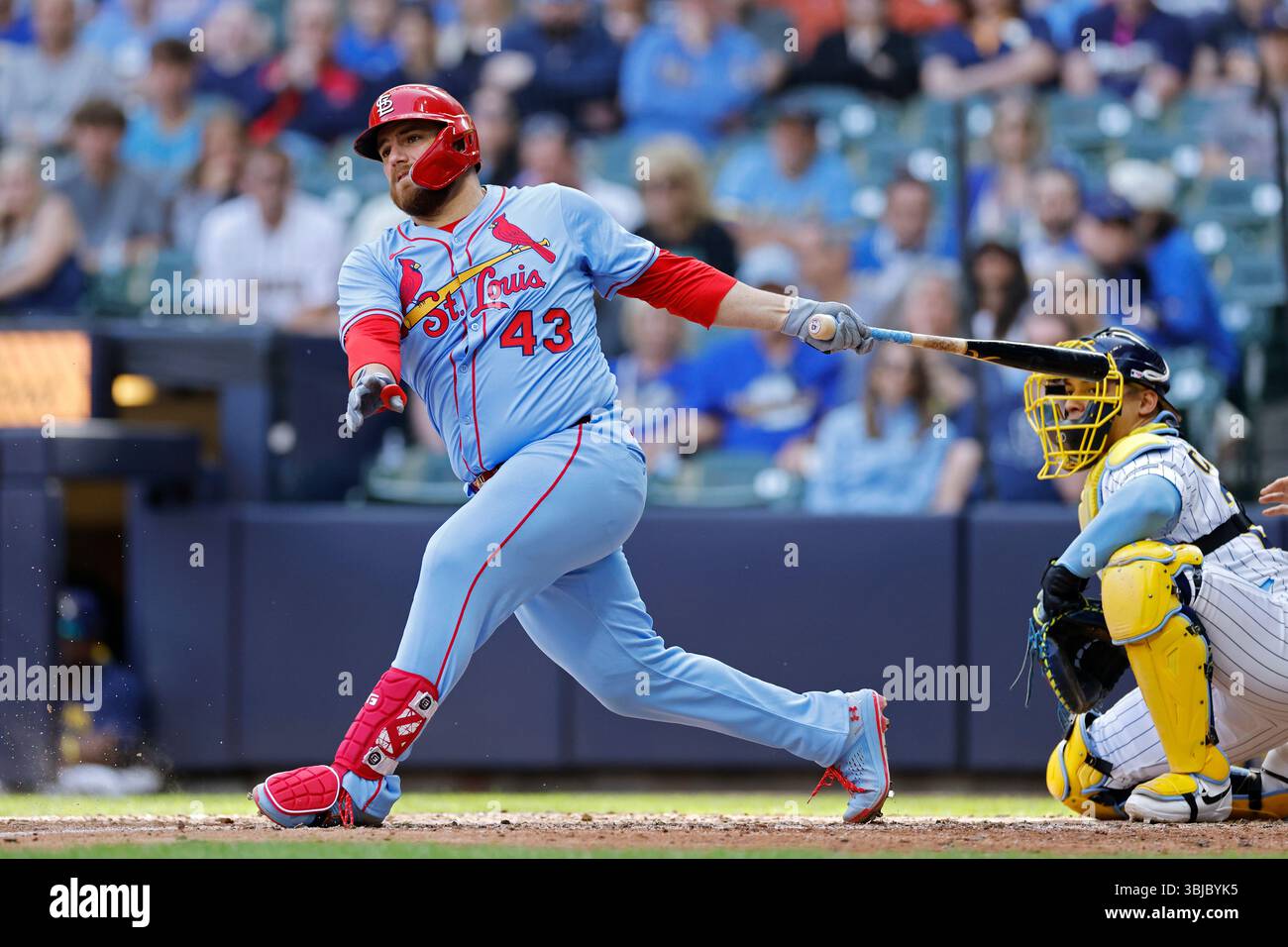 MILWAUKEE, WI - JUNE 14: Pedro Pagés #43 of the St. Louis Cardinals ...