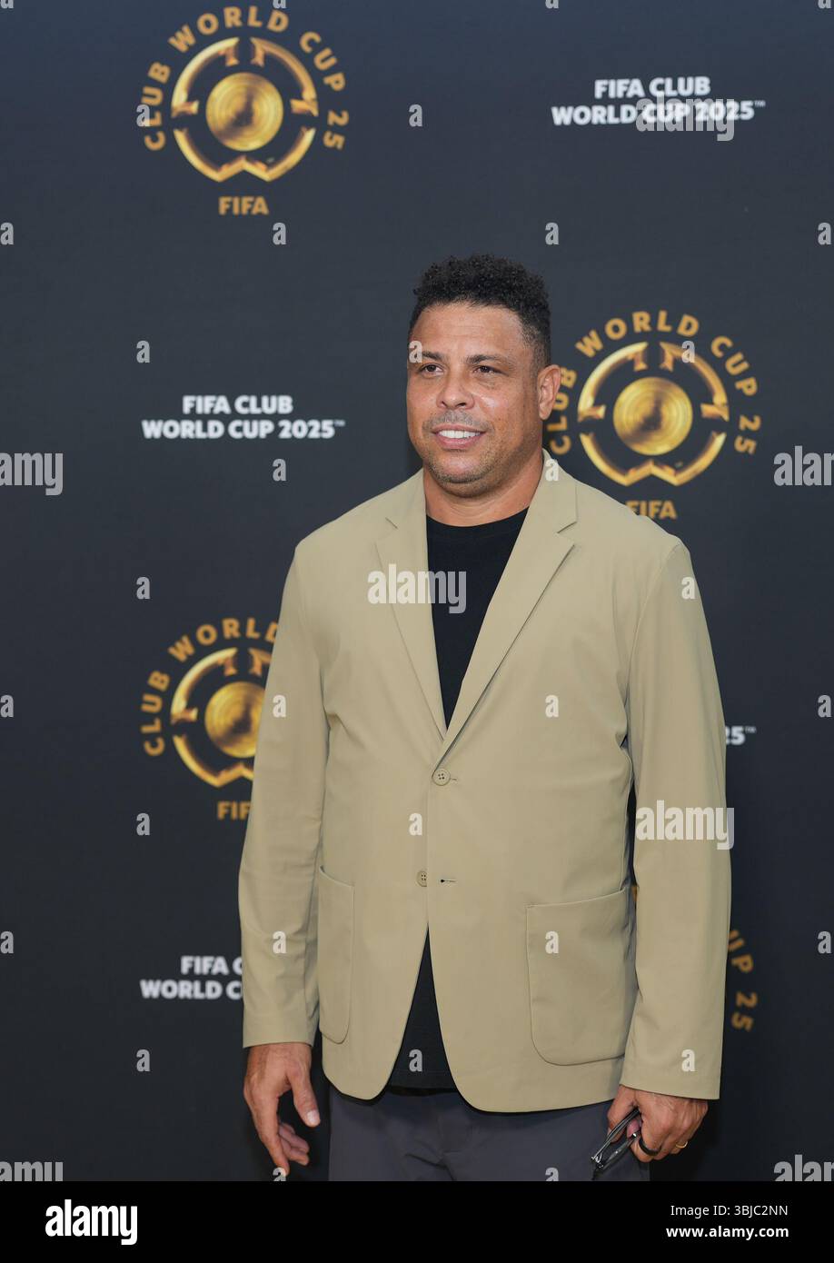 Miami, USA. 14th June, 2025. Brazilian football legend Ronaldo Nazario ...
