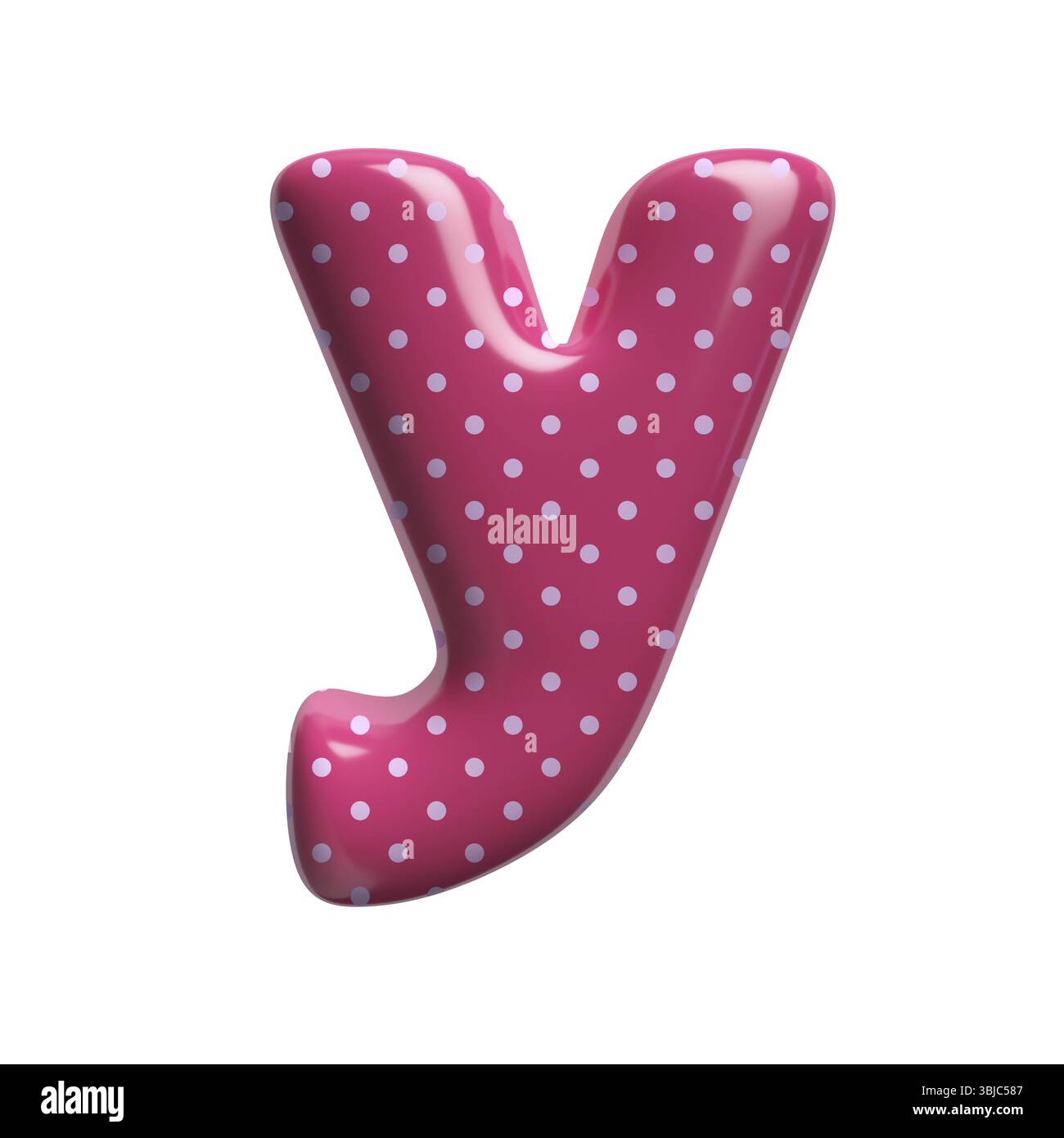 Polka dot letter Y - Small 3d pink retro font isolated on white ...