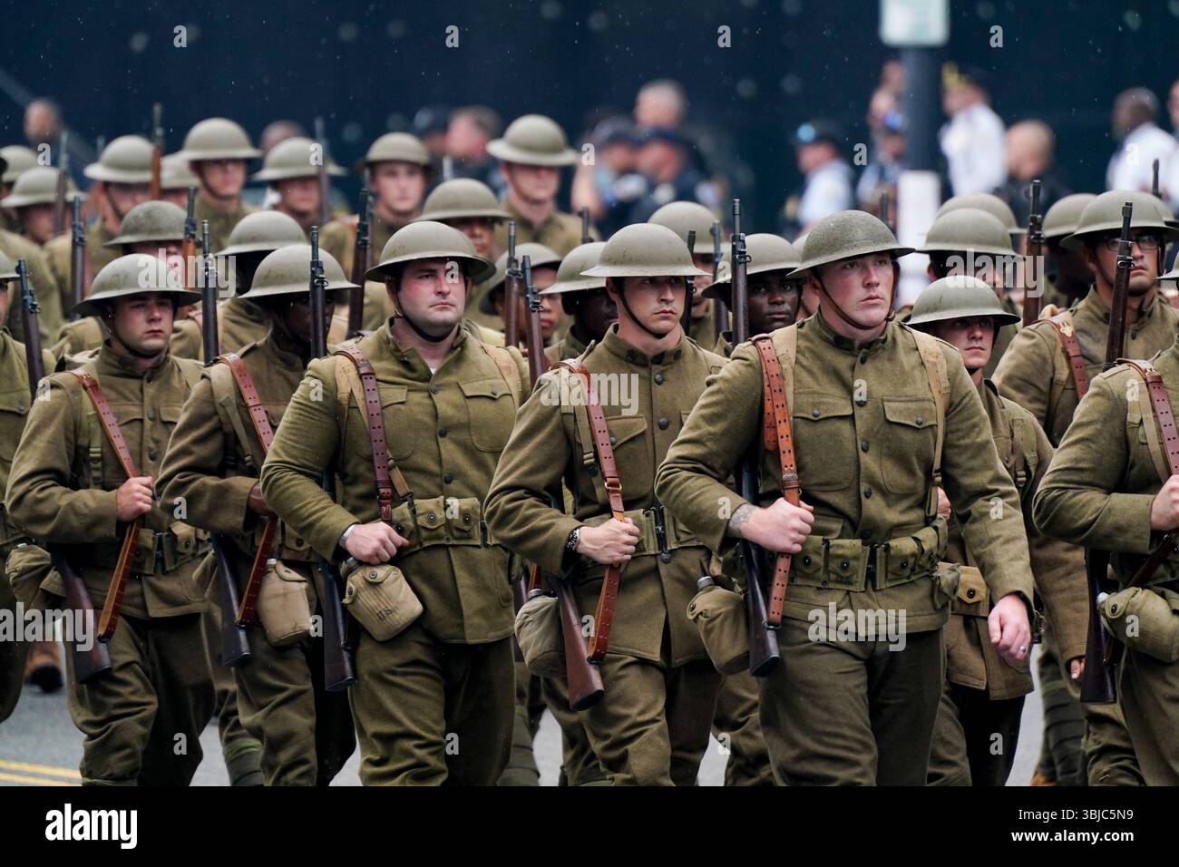 Washington, USA. 14th June, 2025. Members of the military in historic ...