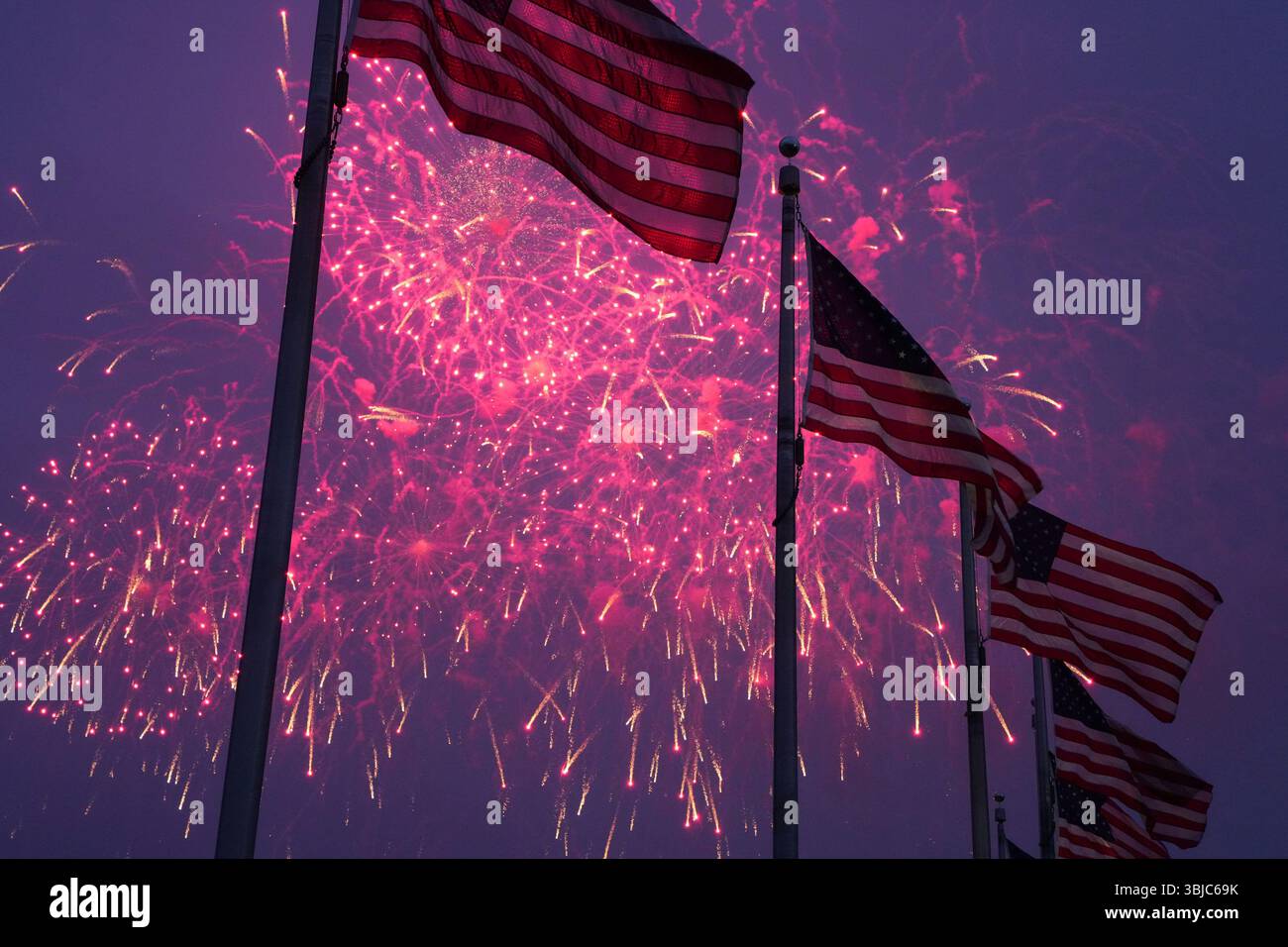 Fireworks explode over the National Monument after the US Army's 250th ...
