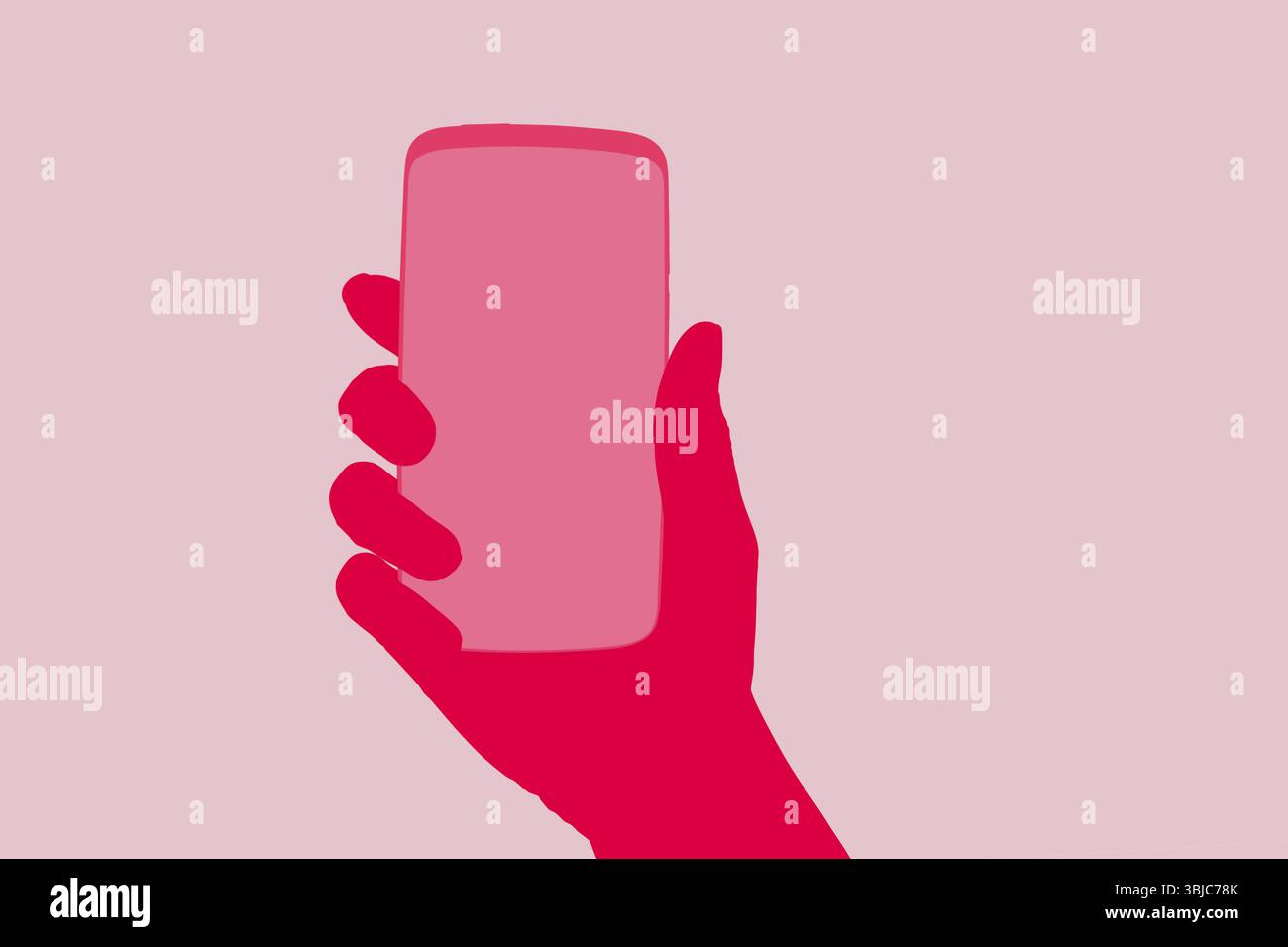 Smartphone. Female hand holding smartphone in hand. Illustration in ...