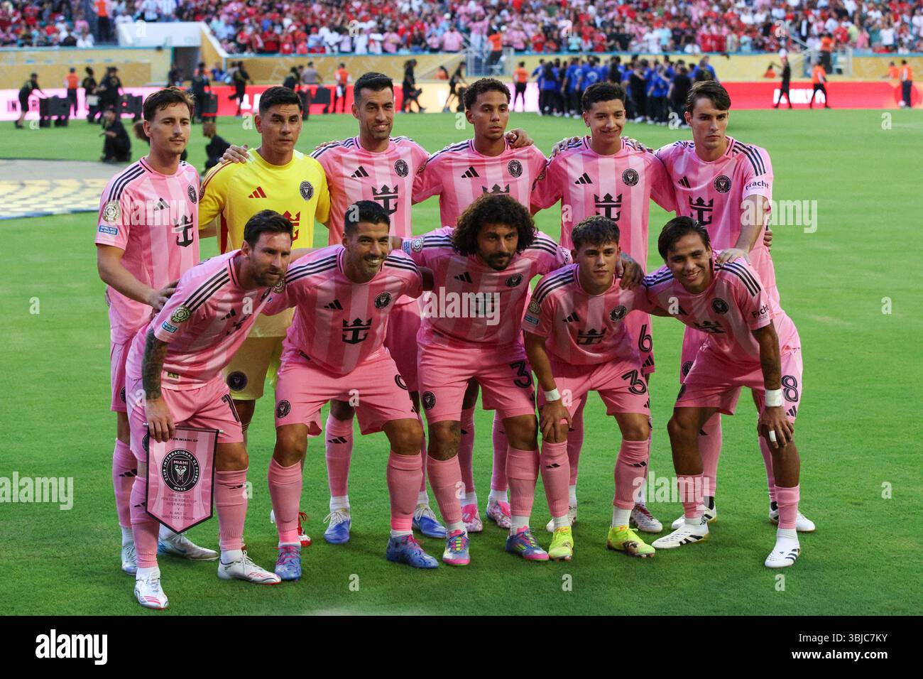 MIAMI, USA - 14th June 2025: Inter Miami CF starting line-up pose for a ...