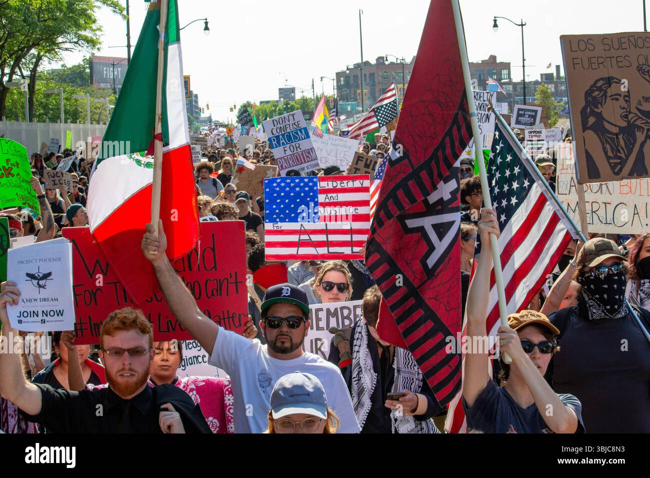 Detroit, Michigan, USA. 14th June, 2025. Thousands gathered for a 'No ...