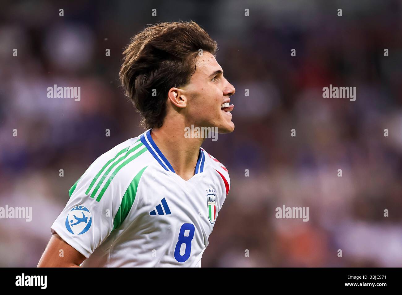 Cesare Casadei (Italy U21) celebrates after scoring his teams first ...