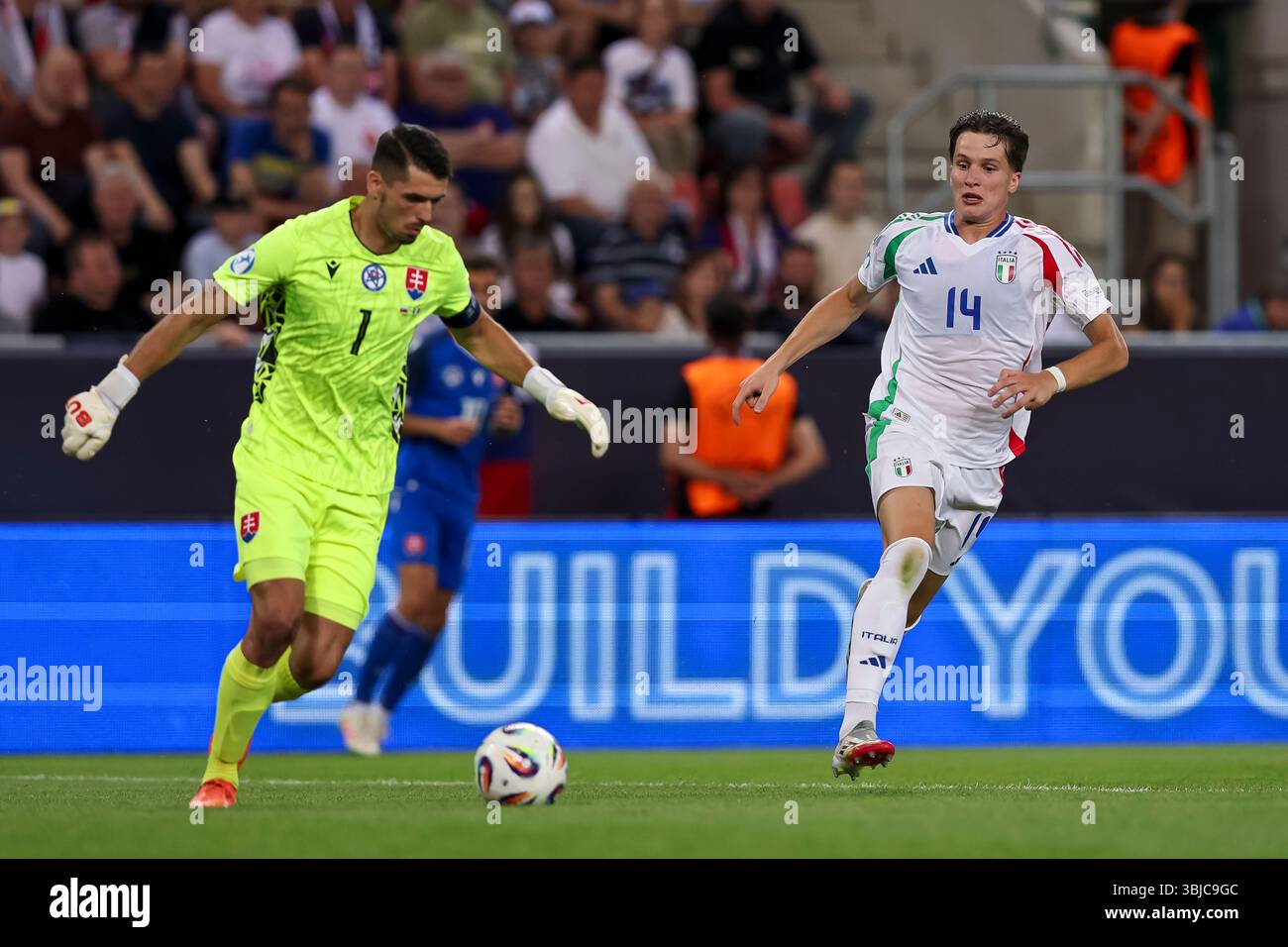 Lubomir Belko (Slovakia U21)Giovanni Fabbian (Italy U21) during the ...