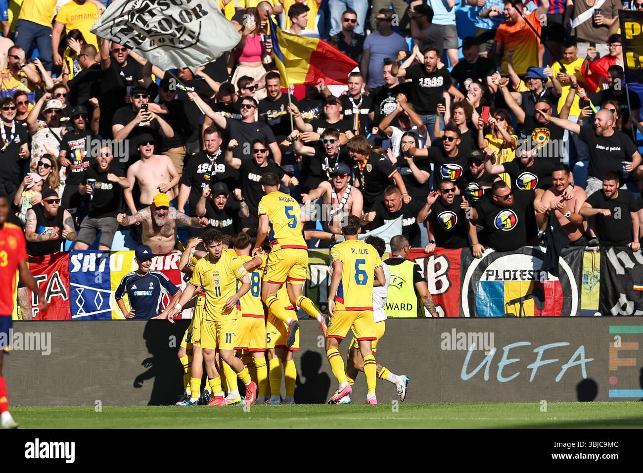 Louis Munteanu (Romania U21) celebrates after scoring his teams first ...