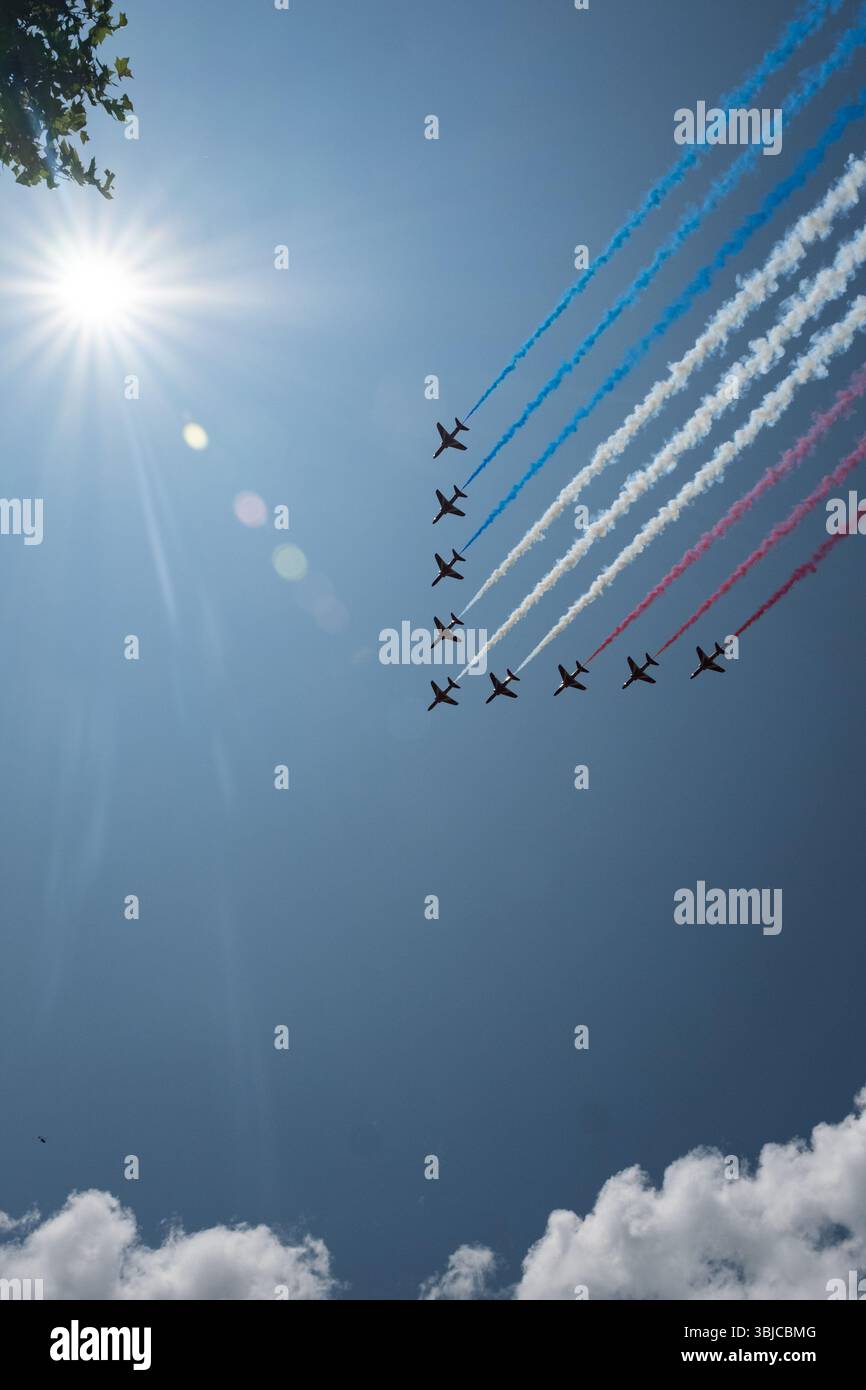 London, UK. 14th June, 2025. The flypast over Buckingham Palace after ...