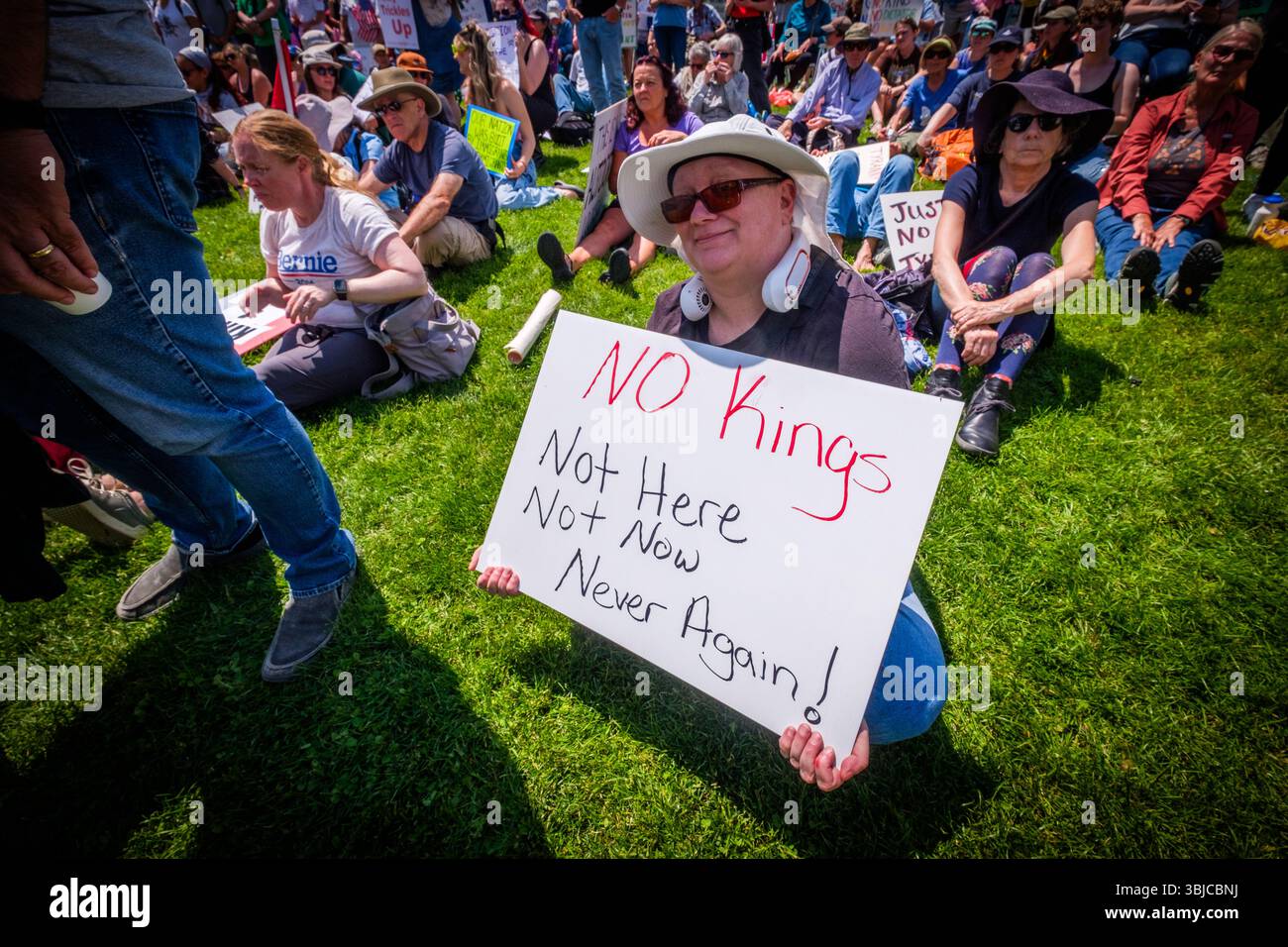 Burlington, Vermont, USA, 14 June, 2025. Demonstrators at a "No Kings ...