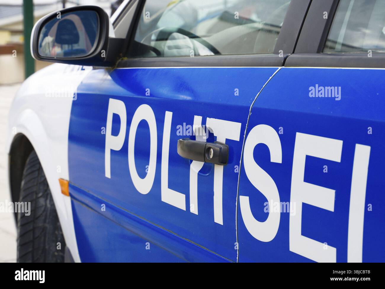 Estonian police car on the street. Close-up view Stock Photo - Alamy