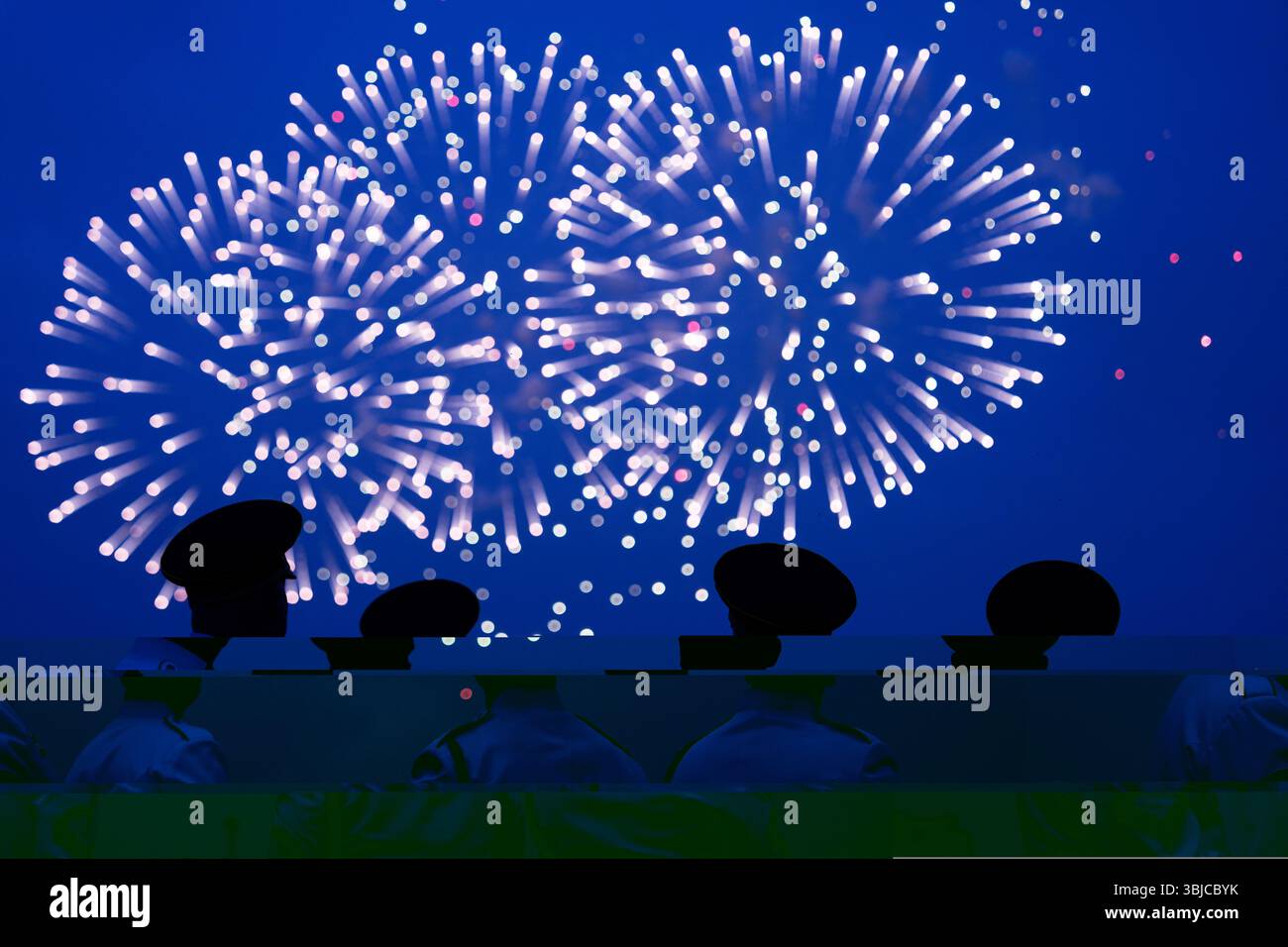 Members of the U.S. Army Band "Pershing's Own" watch fireworks at the ...