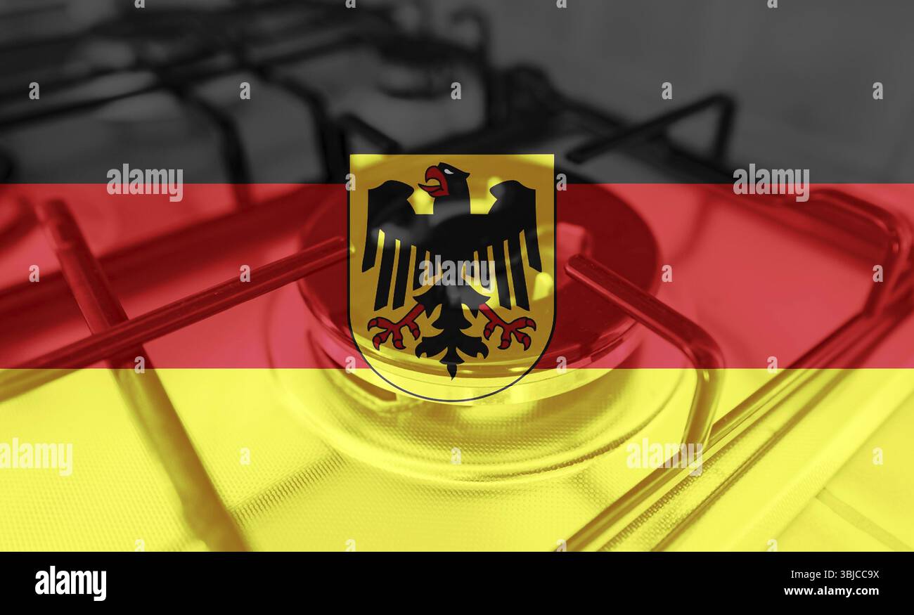 German flag and gas stove burner Stock Photo - Alamy