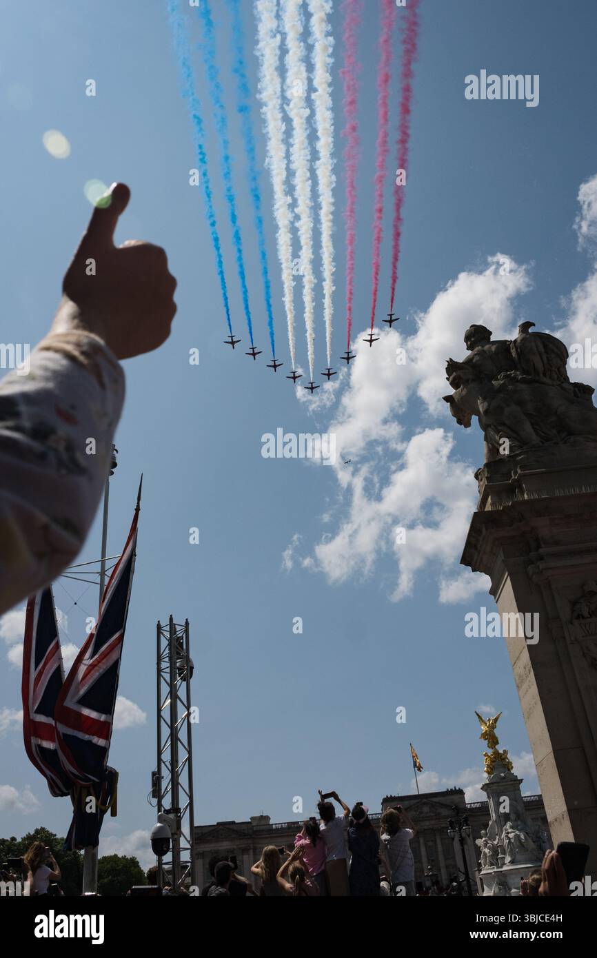The flypast over Buckingham Palace after the parade. The King’s ...