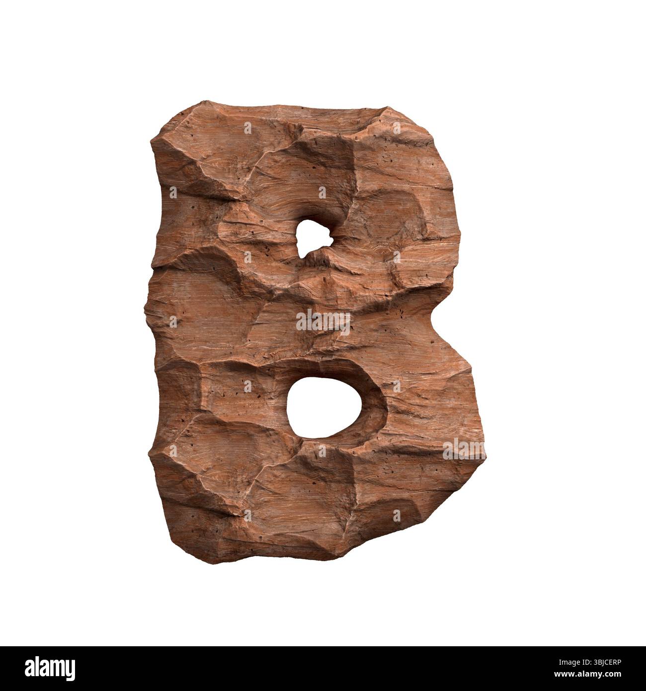 Desert sandstone letter B - large 3d red rock font isolated on white ...