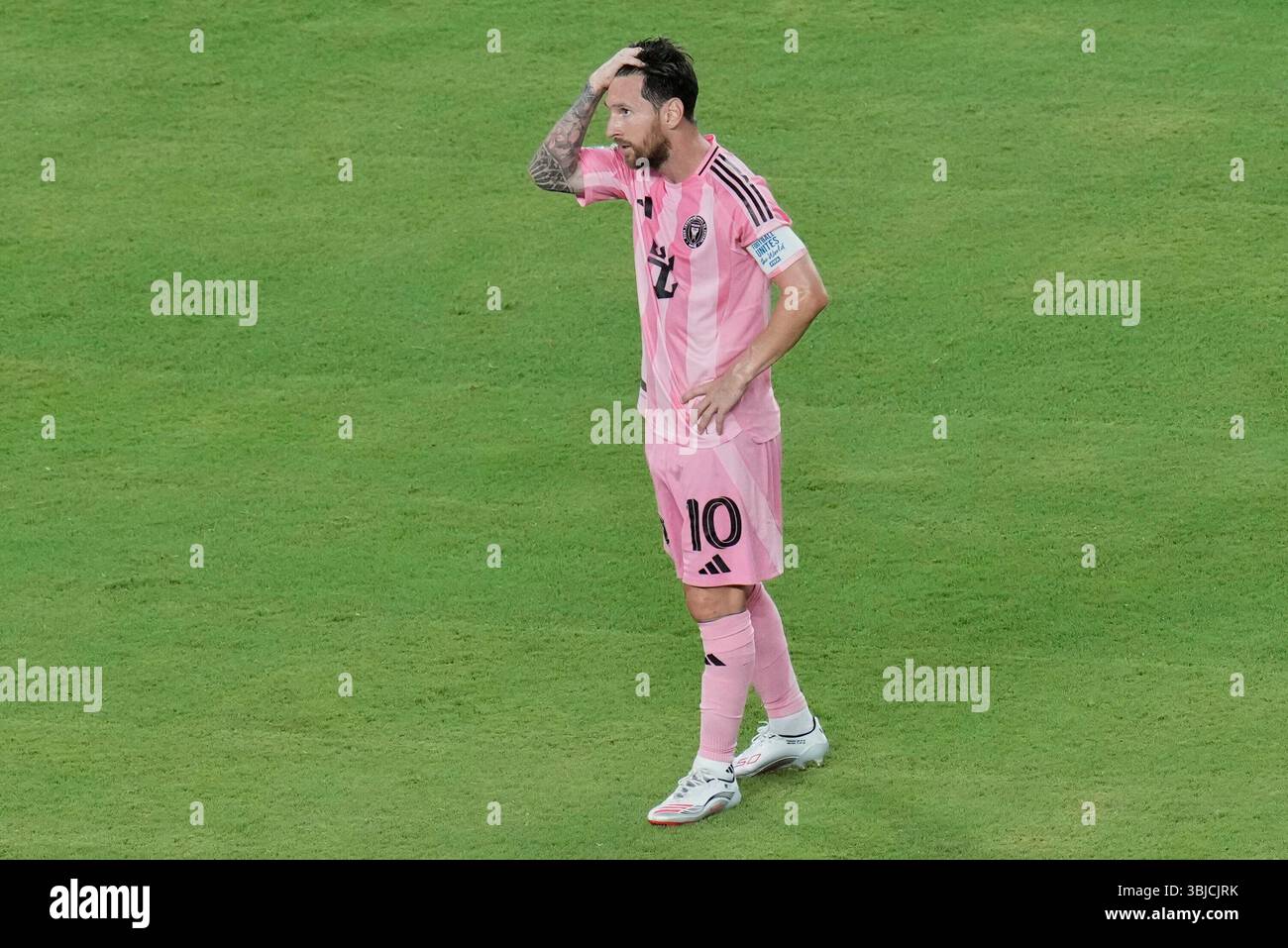 Inter Miami's Lionel Messi stands on the pitch during the Club World ...