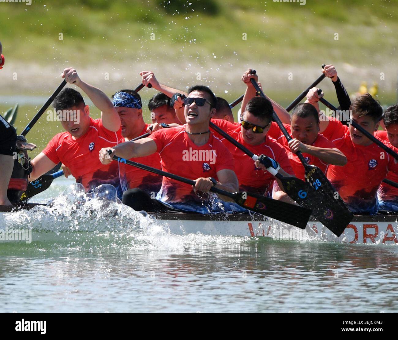 Vienna, Austria. 14th June, 2025. Team Feilong dragon boat France ...